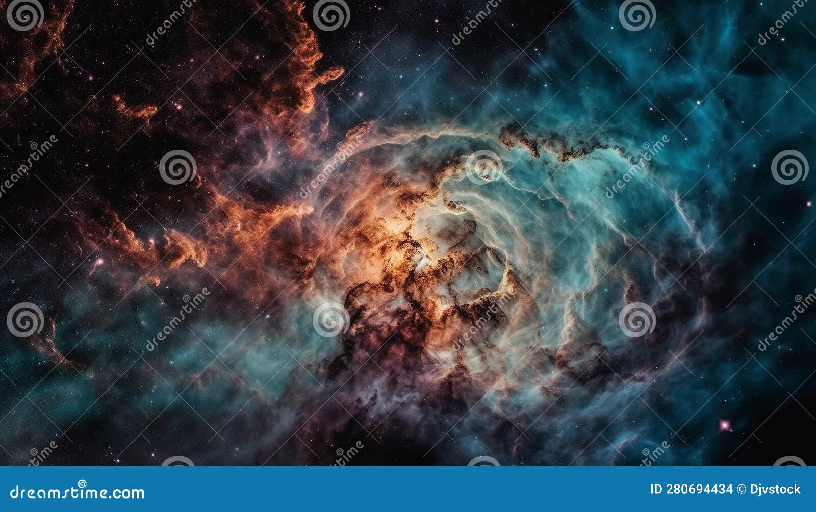 Abstract Galaxy Landscape with Exploding Supernova and Orbiting ...