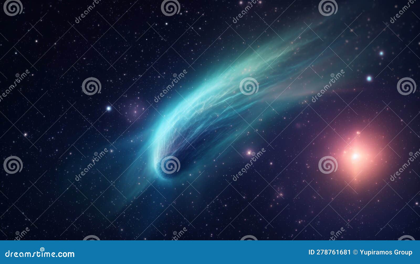 Abstract Galaxy Orbits Star Field in Illuminated Blue Space Backdrop ...