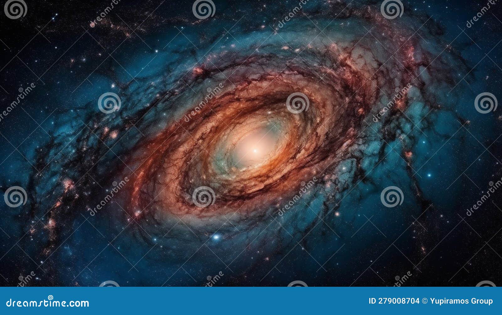 Abstract Galaxy Spiral Orbits in Deep Space, Glowing with Starlight ...
