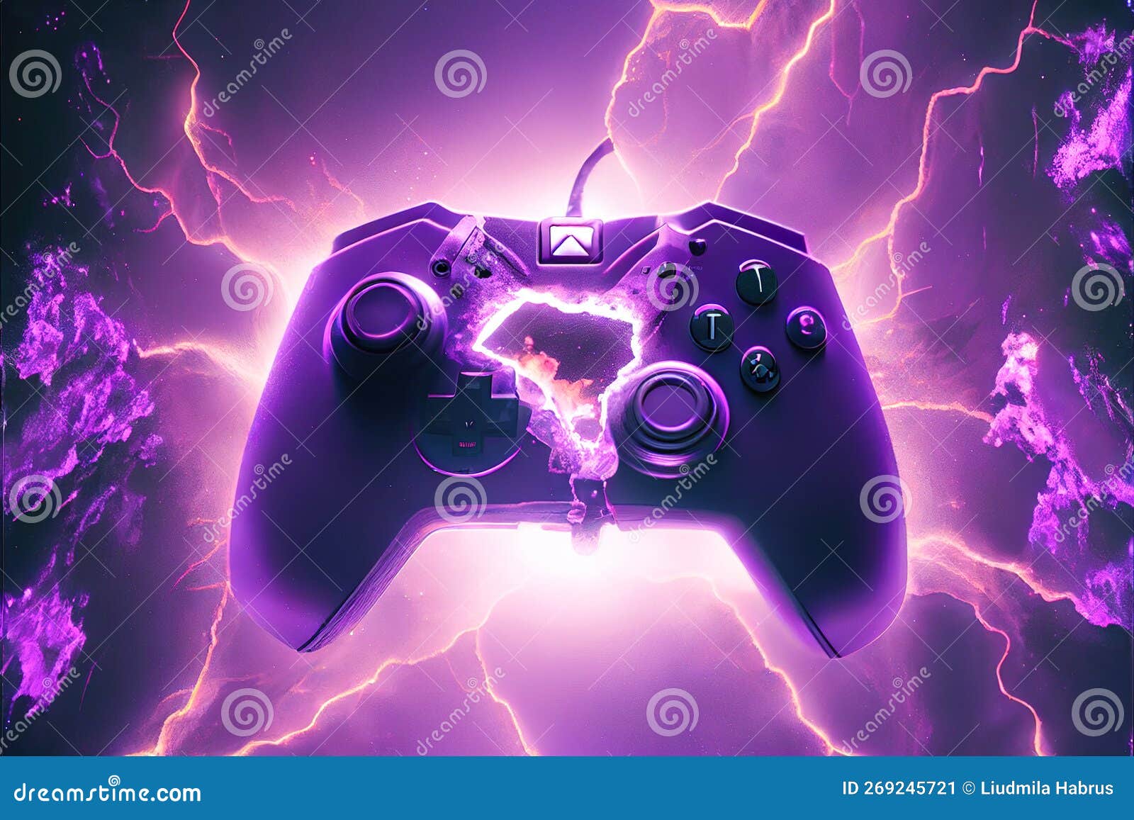 Abstract Gamepad Joystick in Neon Light. Generative AI Stock Image ...