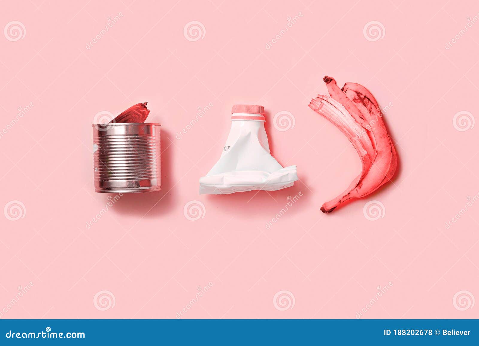 Abstract Garbage Isolated on a Pink Background.. the Concept of ...