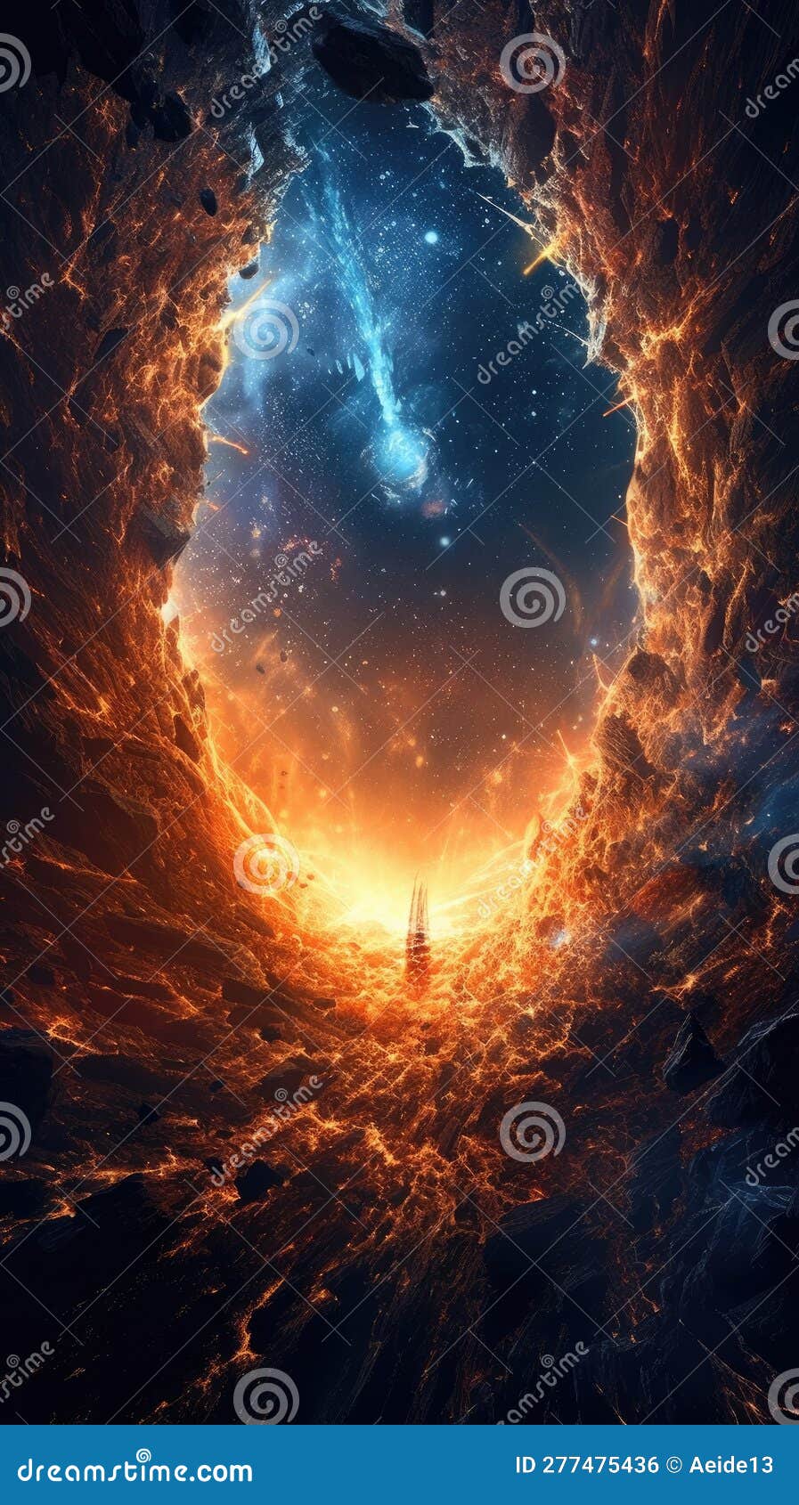 Abstract Gate into Another Dimension. Glowing Portal into Space. Nebula ...