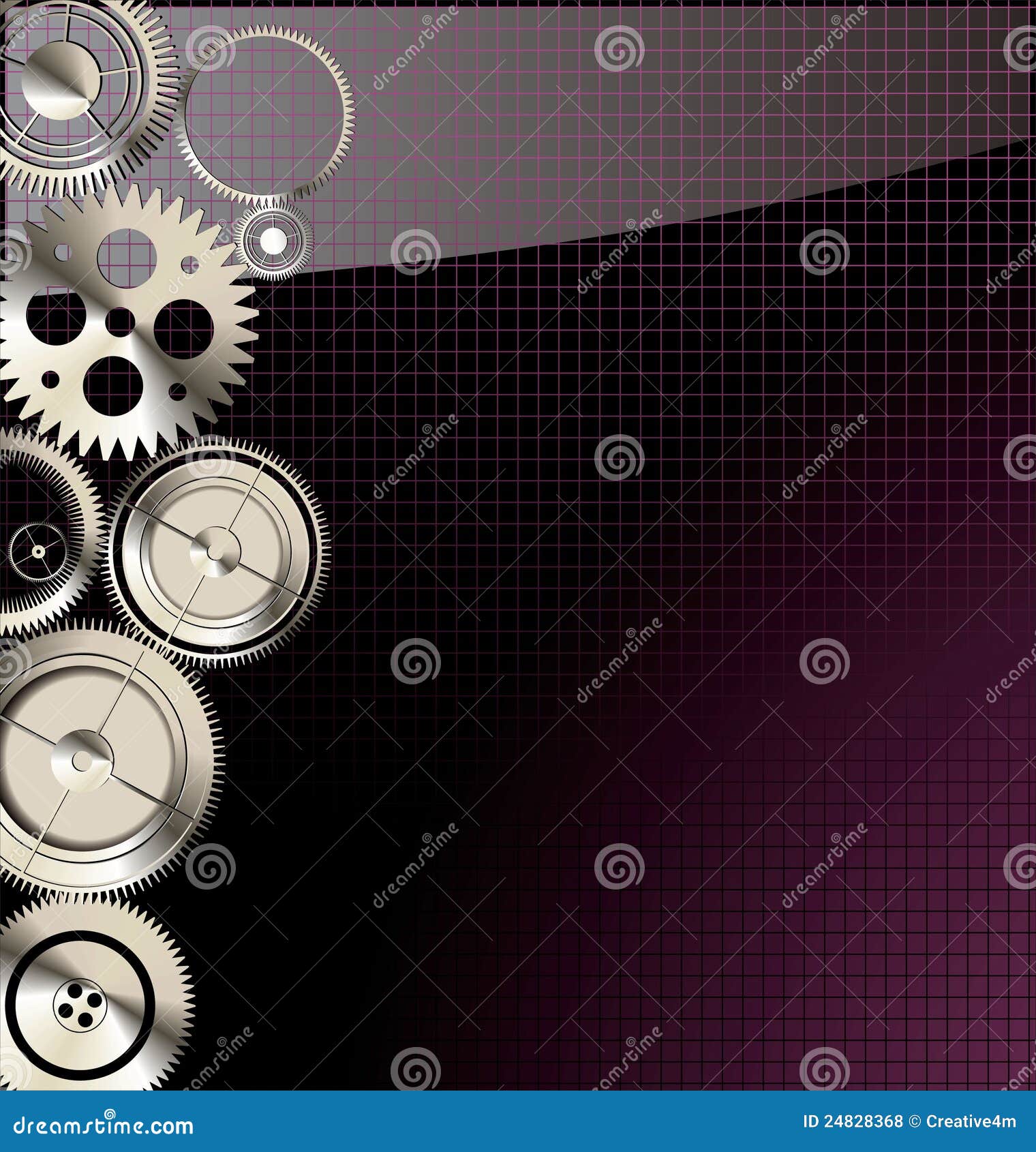 Abstract Gear Wheel, Geometric Lines In Blue Background. Vector ...