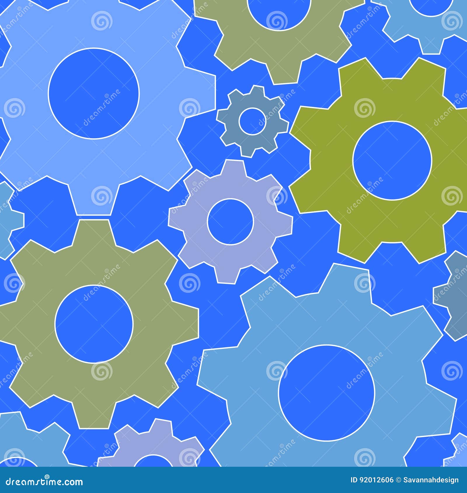 Abstract Gear-wheels Pattern Olive Green Blue Gray Stock Illustration ...