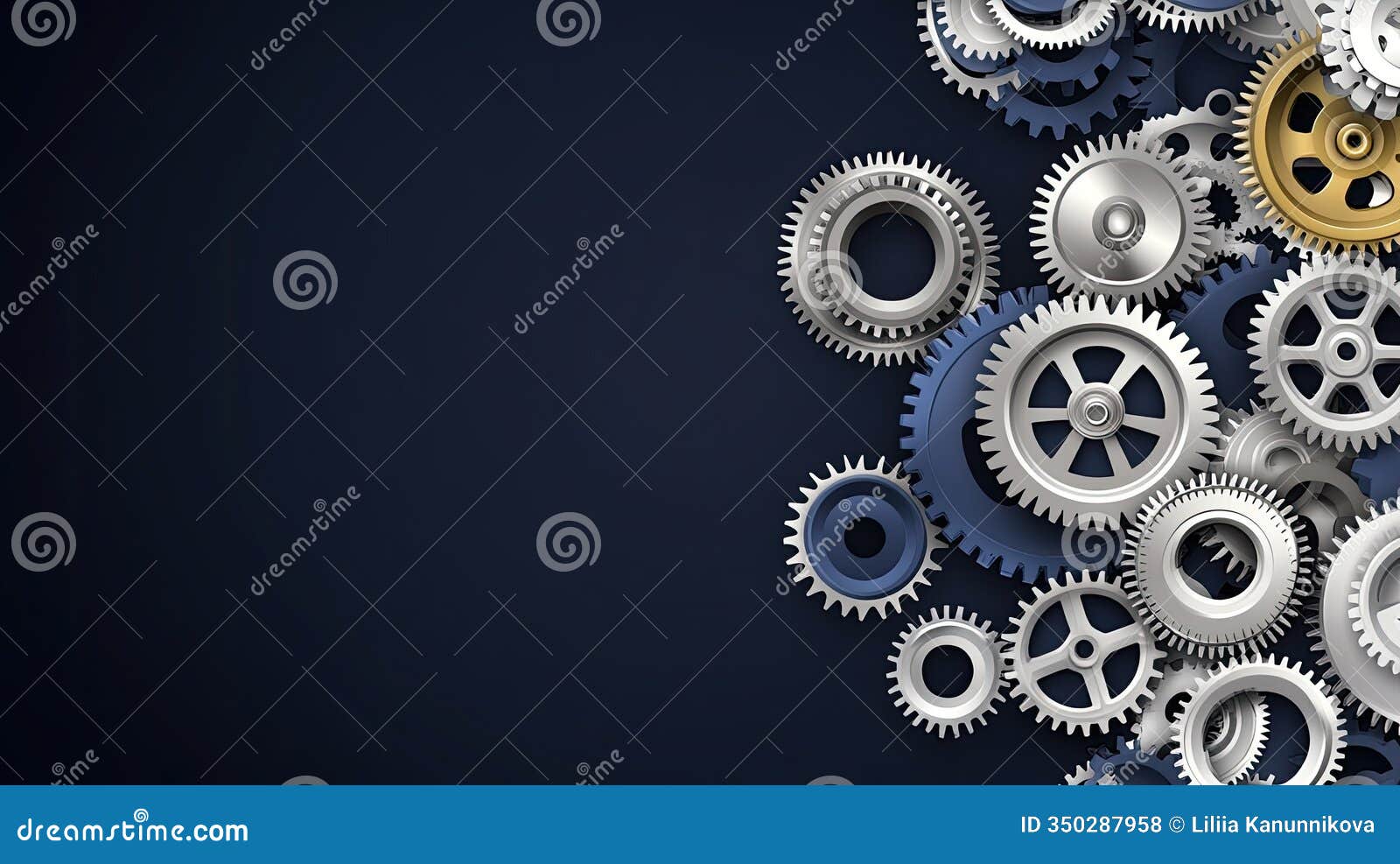 Abstract Gears on a Dark Backdrop Illustrate a Digital Engineering ...