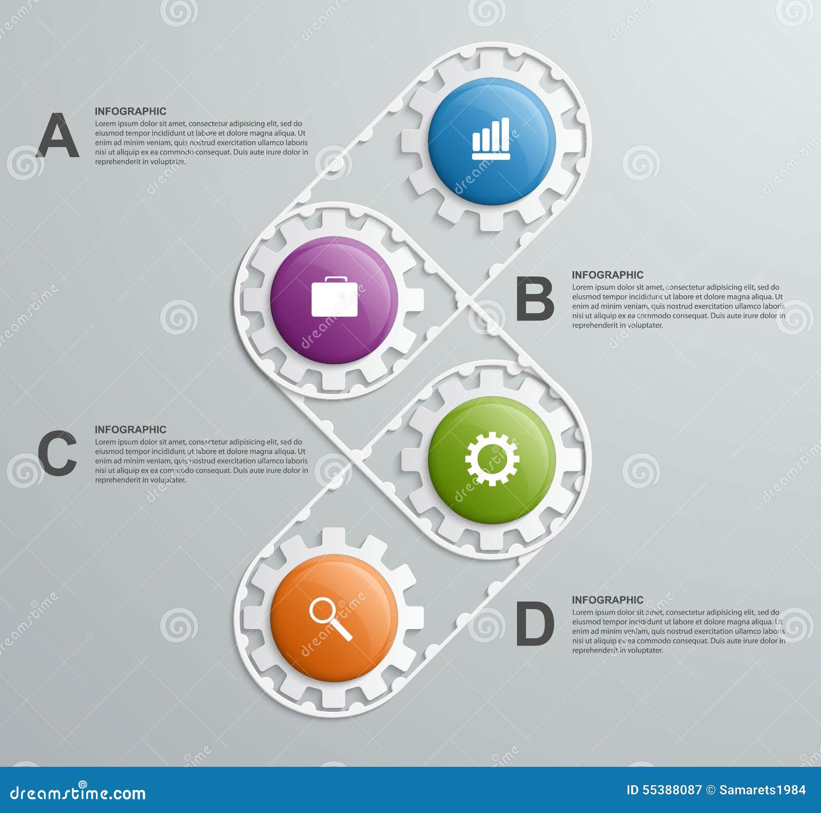 Gears Infographic. Engineering Timeline Concept With 5 Options ...