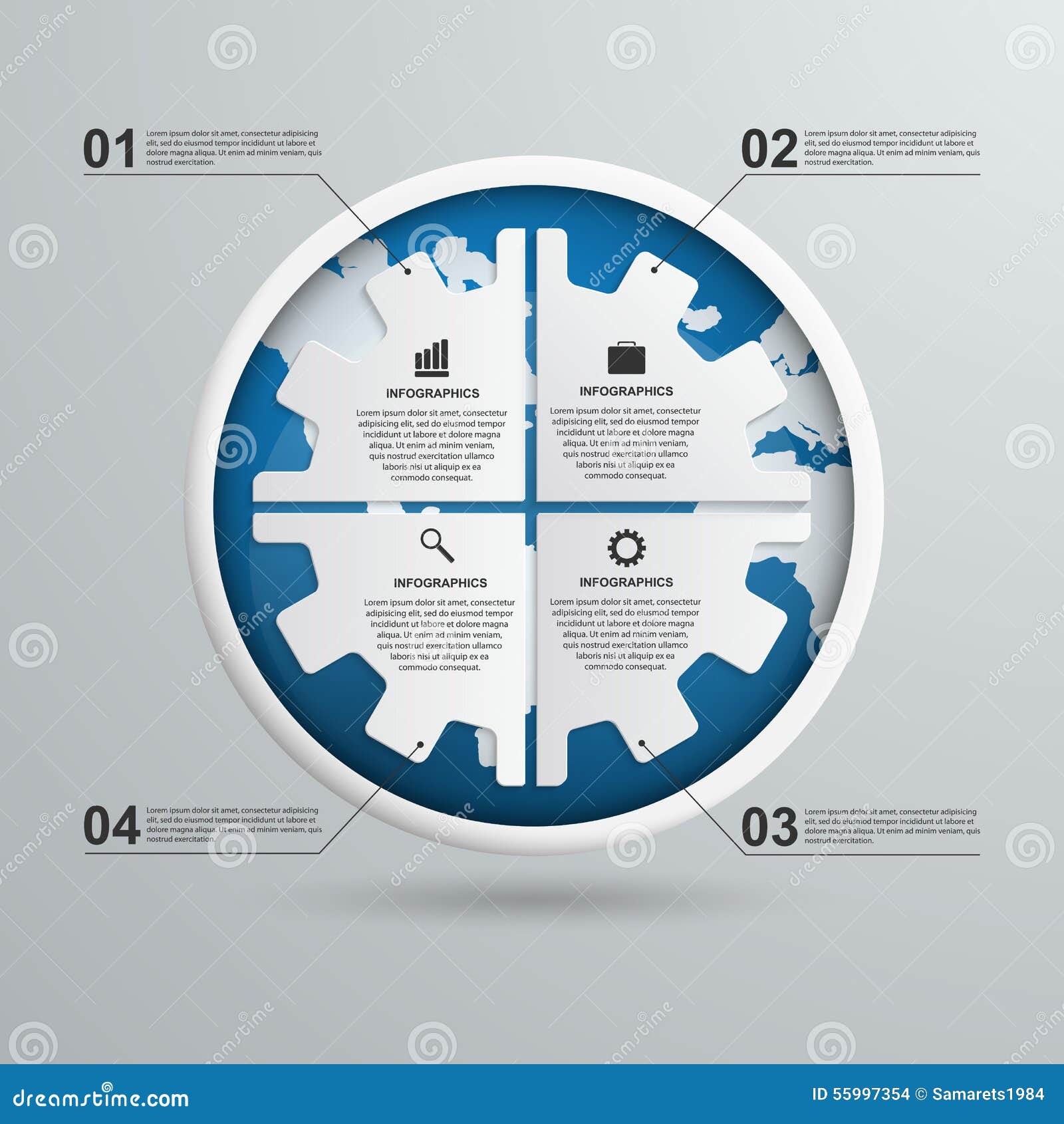 Gears Infographic. Engineering Timeline Concept With 5 Options ...