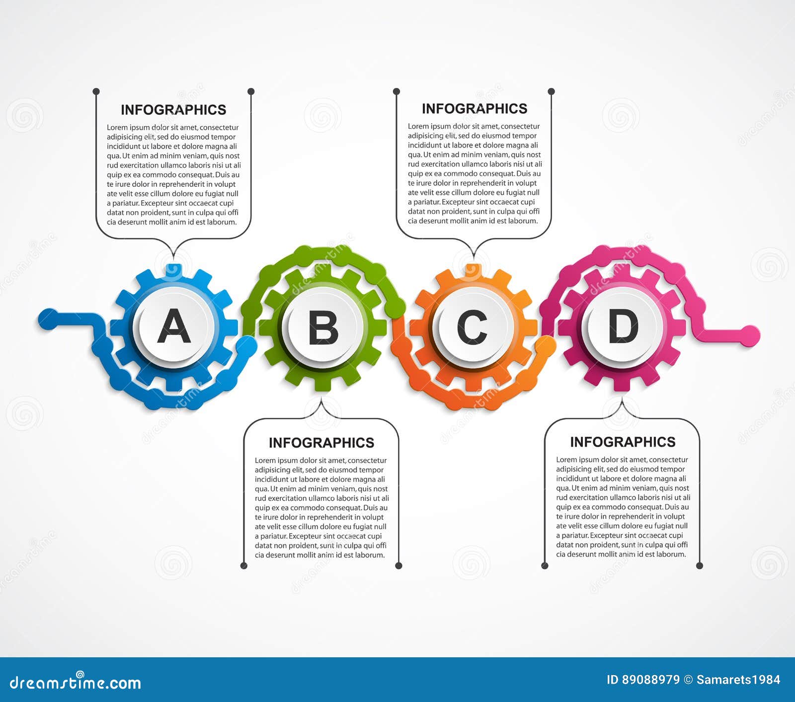 Gears Infographic. Engineering Timeline Concept With 5 Options ...