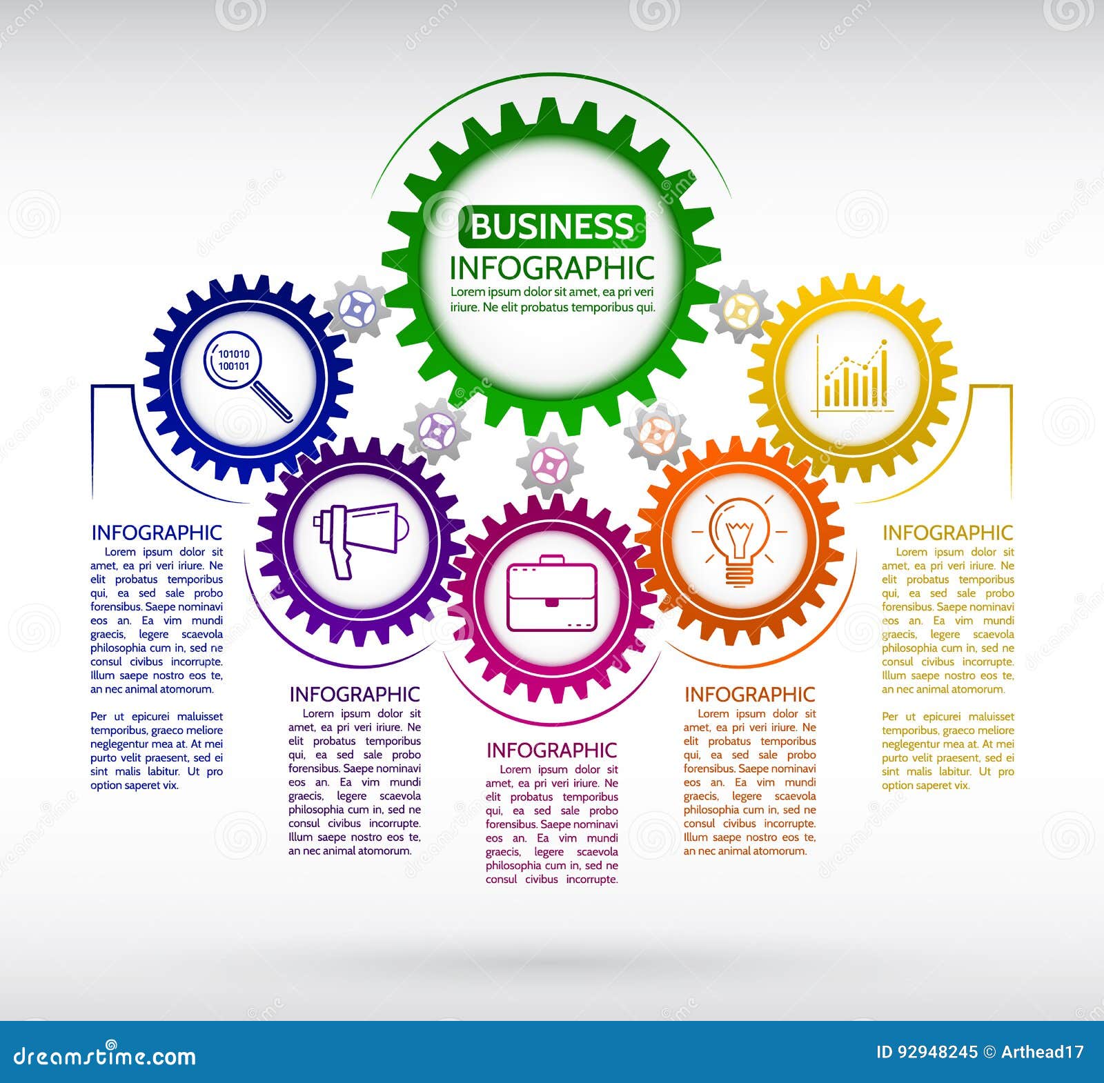 Abstract Gears Infographic. Mechanism with Integrated Gears and Stock ...