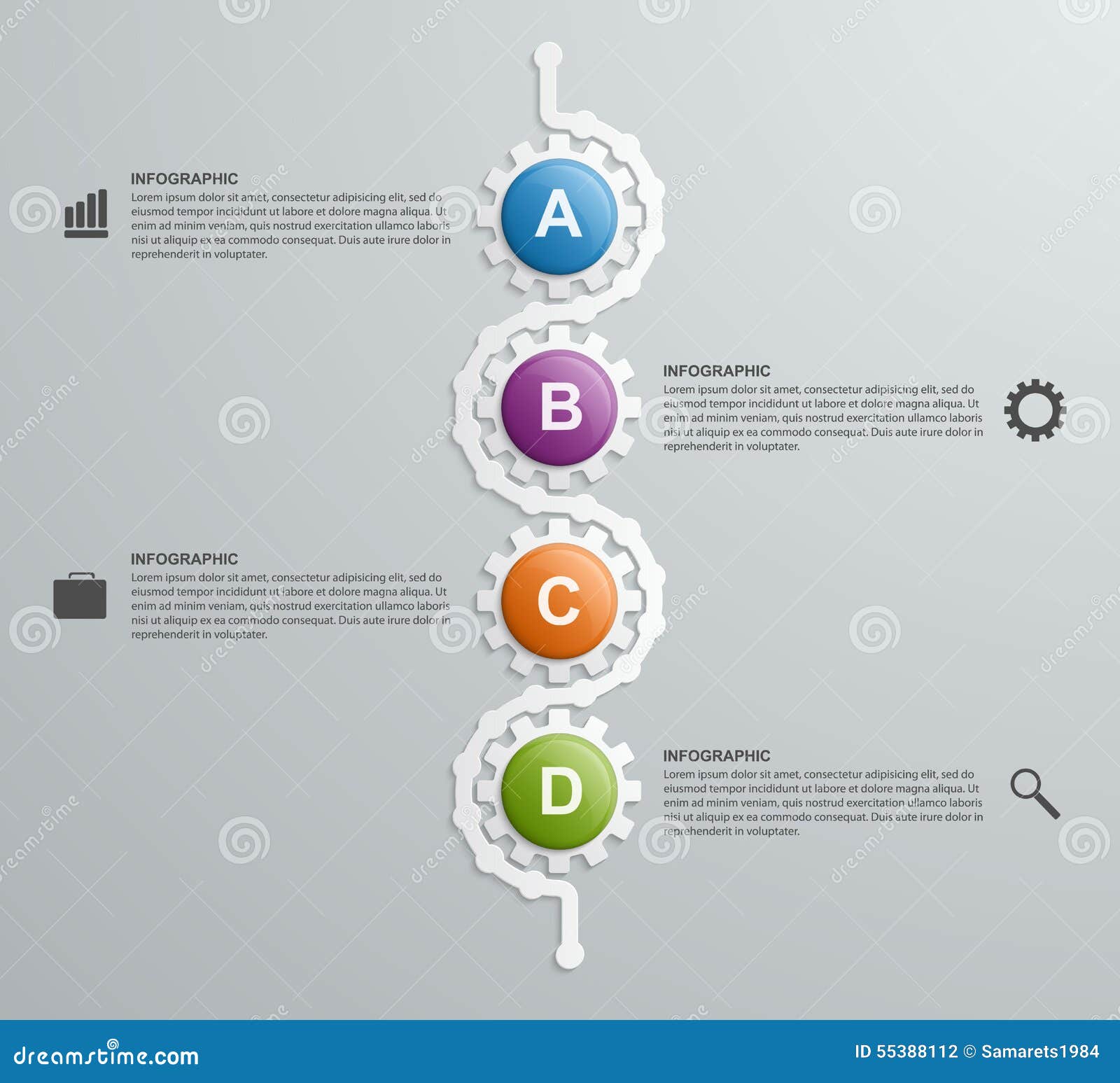Abstract Gears Infographic. Mechanism With Integrated Gears And Cartoon ...