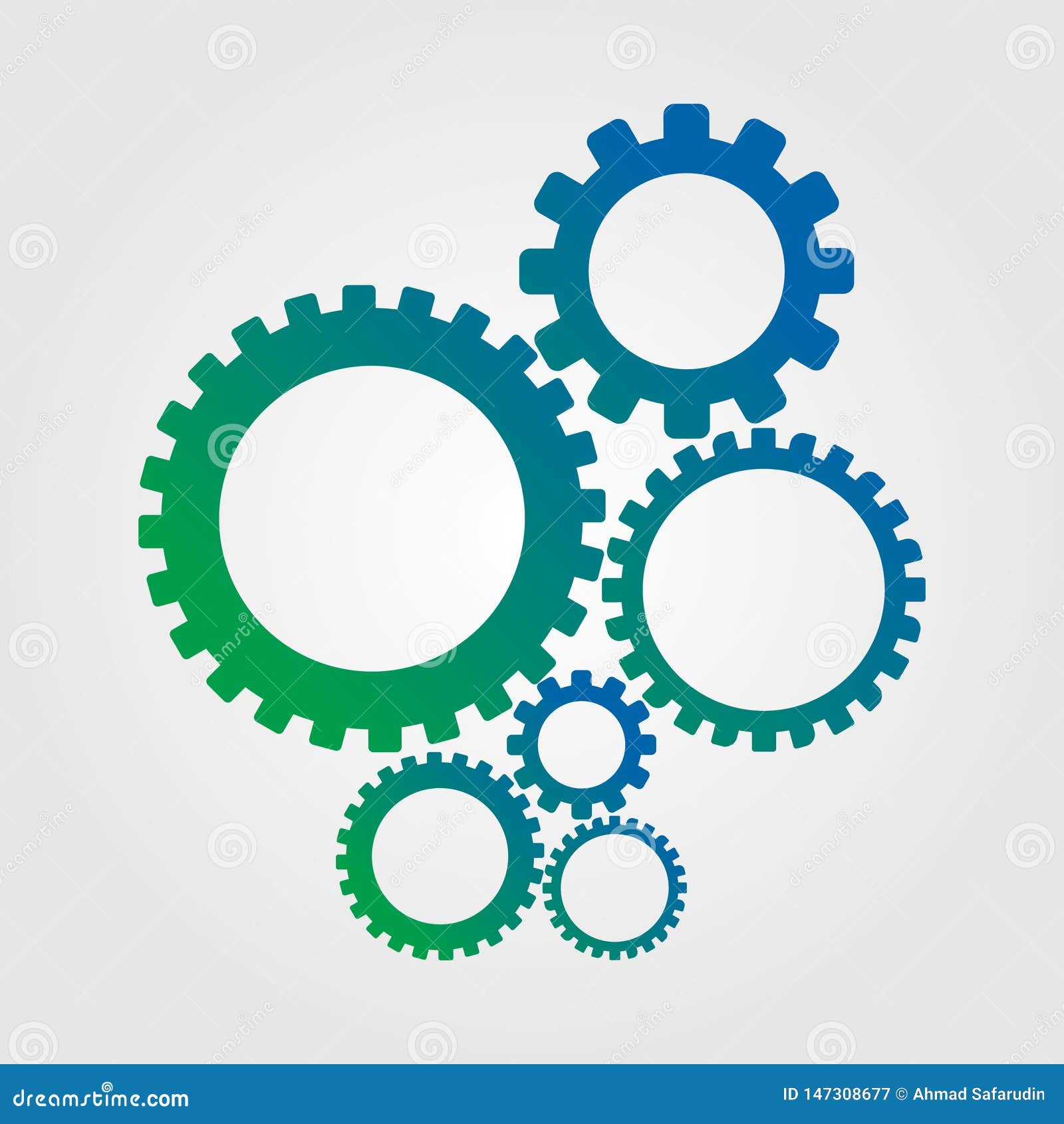 Abstract Gears Wheels Isolated on White Background. Modern Technical ...