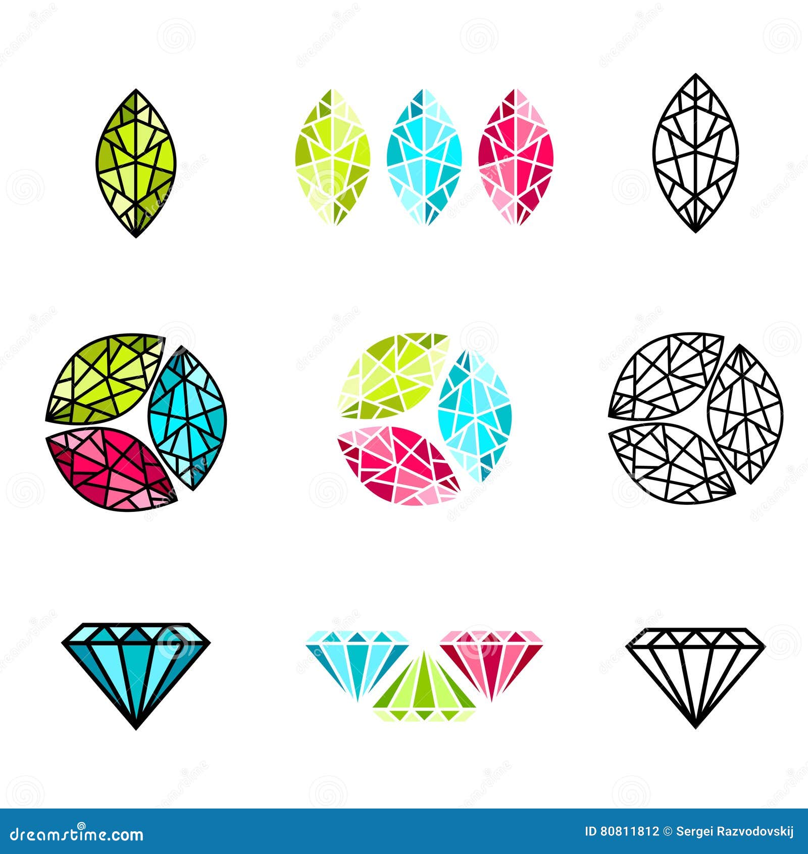 Abstract Gemstone Logo Design Set Stock Vector - Illustration of jewel ...
