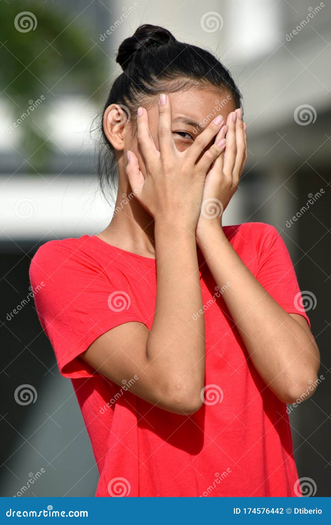 A Young Asian Girl and Fear Stock Photo - Image of fear, asia: 174576442
