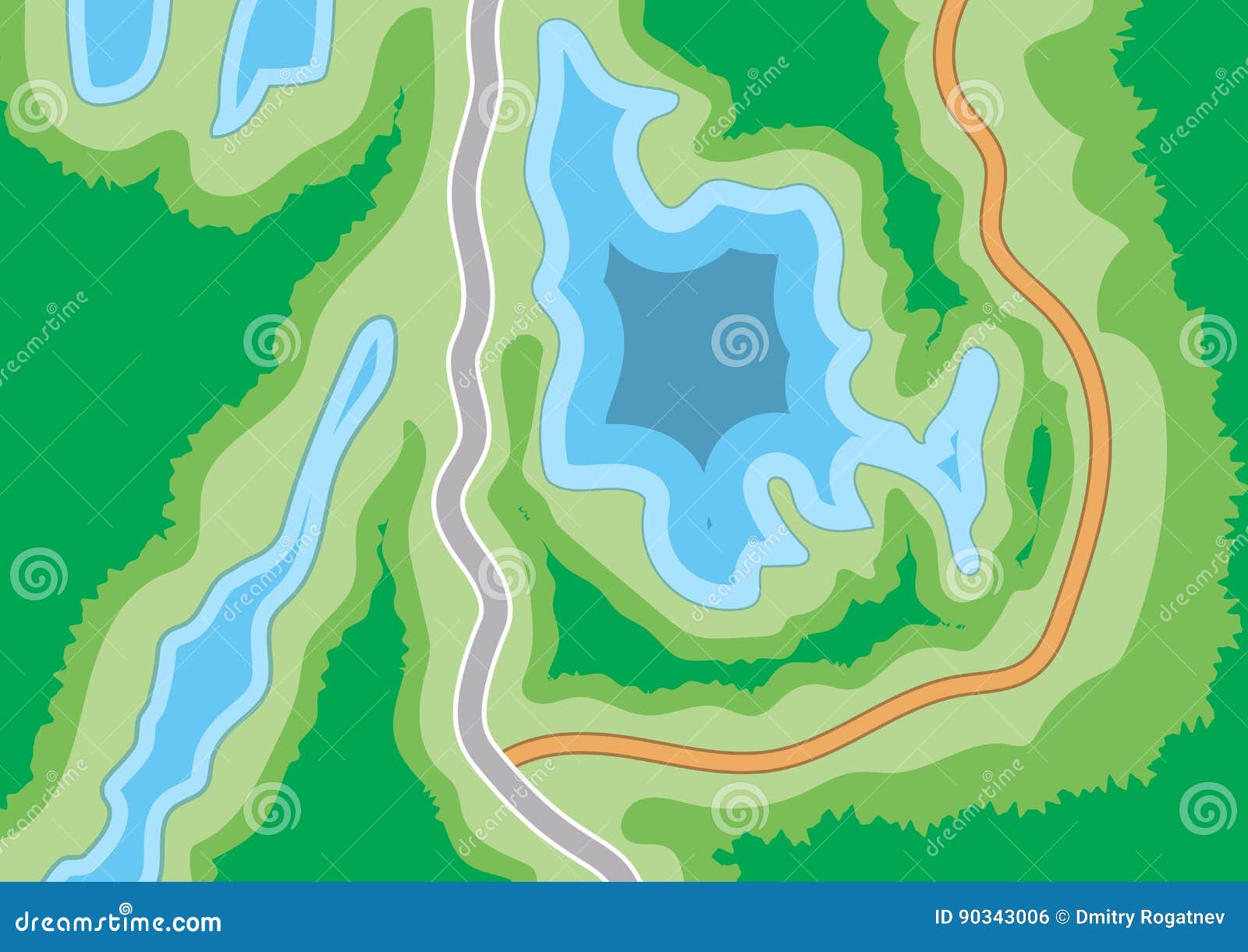 Abstract Generic City Map With Roads, Cartoon Vector | CartoonDealer ...