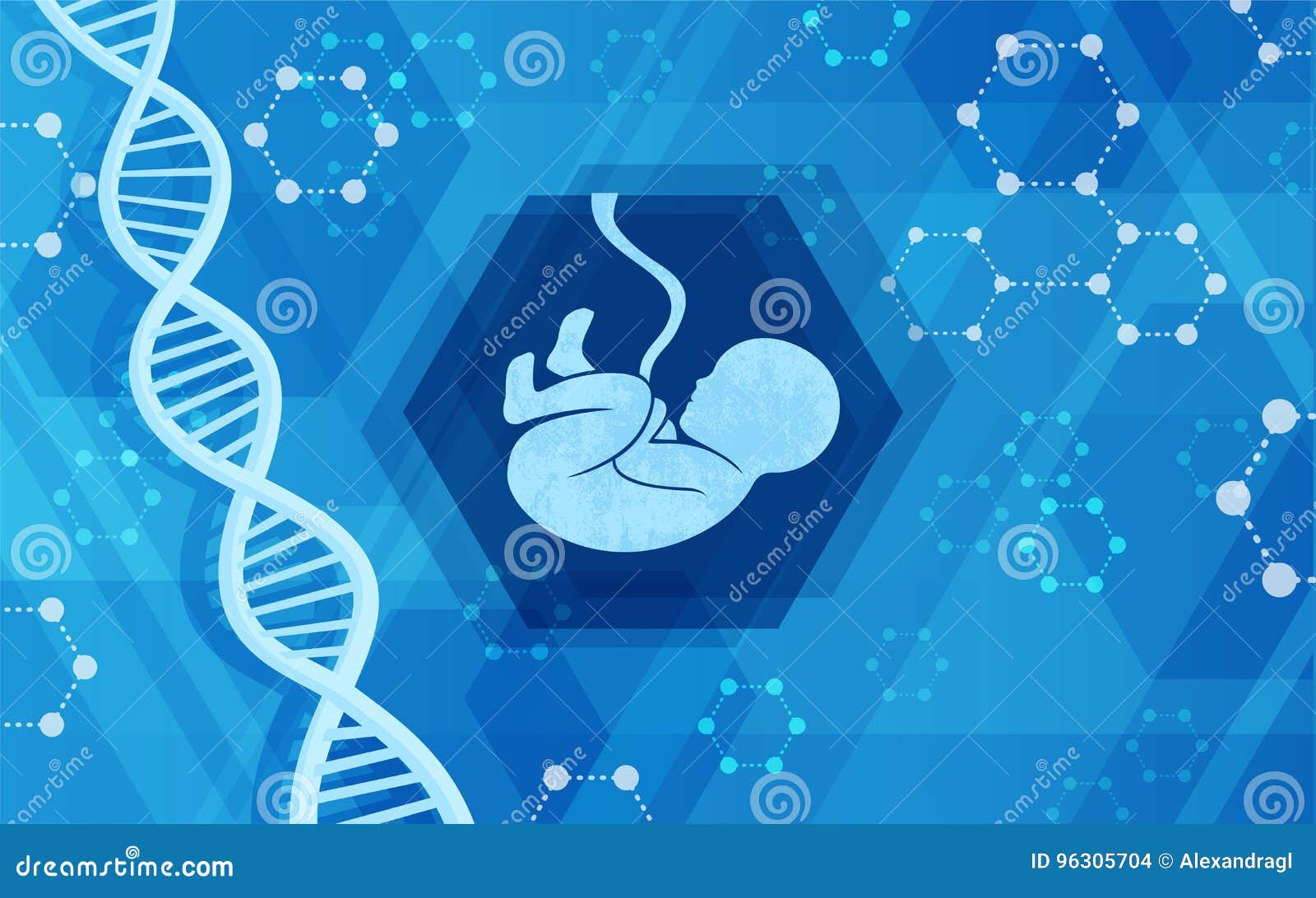 Abstract Genetics Background with Icon of Fetus Stock Vector ...