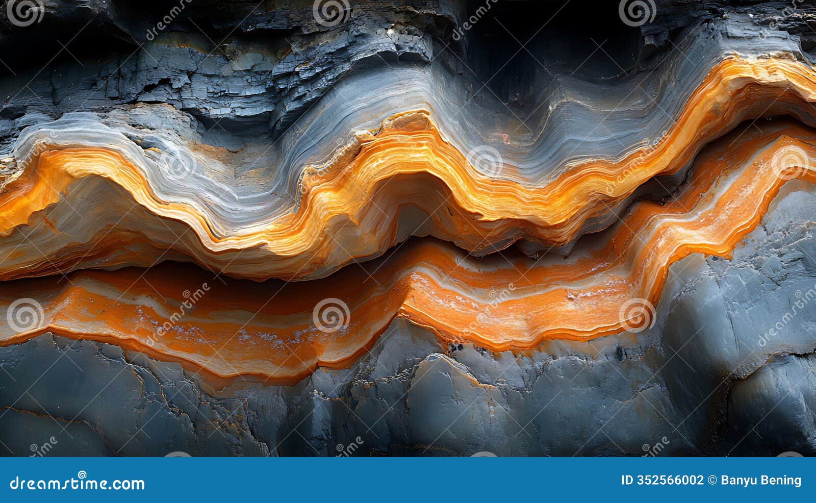 Abstract Geological Formation with Layered, Wavy Patterns of Grey and ...