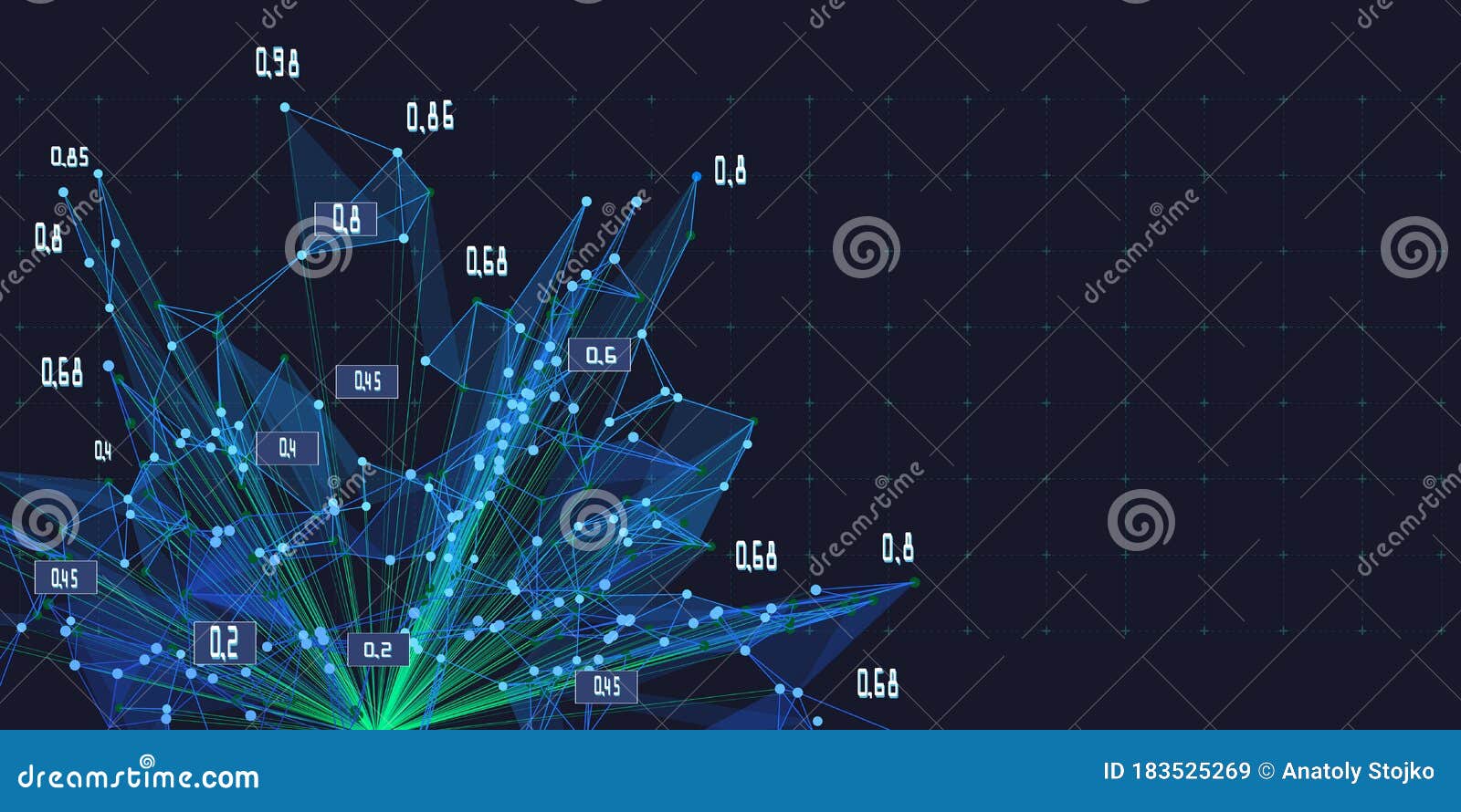 Abstract Geometric Analytical Graphic with Connected Lines and Dots ...