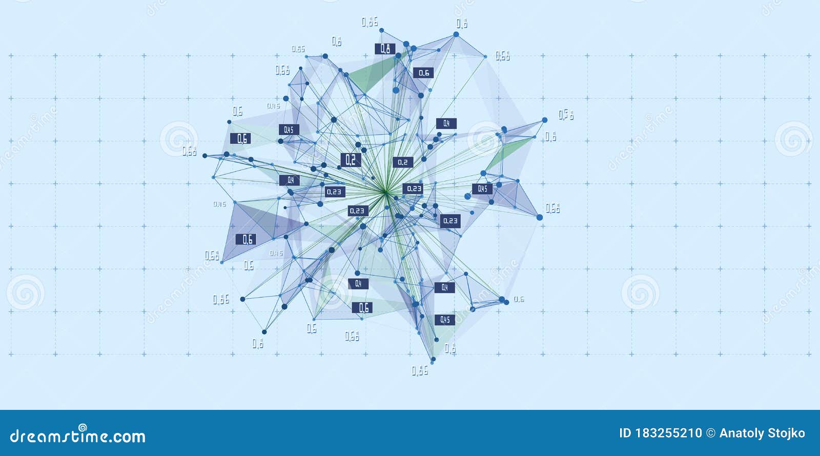 Abstract Geometric Analytical Graphic with Connected Lines and Dots on ...