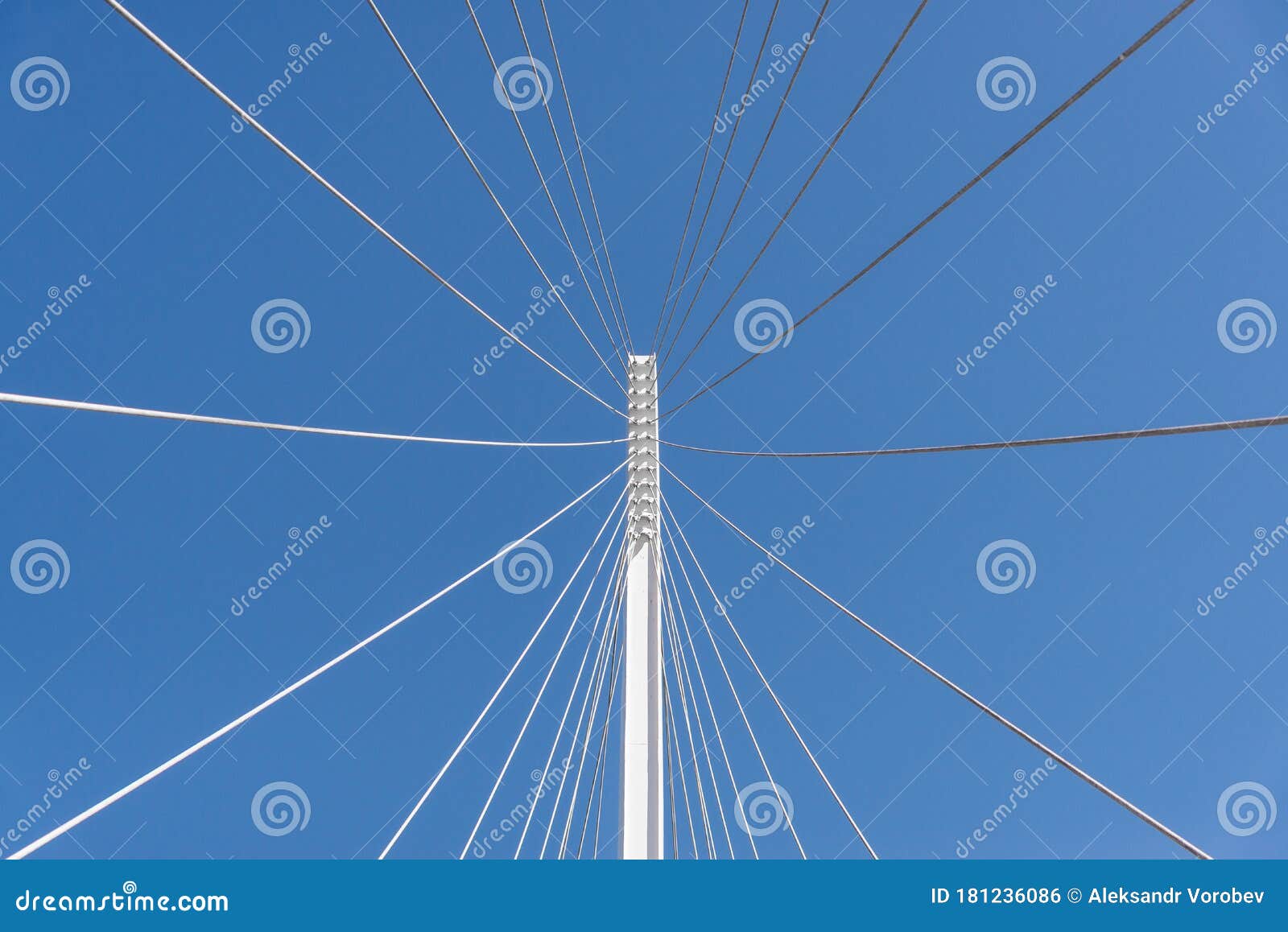 Abstract Geometric Architectural Elements of a Bridge Against Blue Sky ...