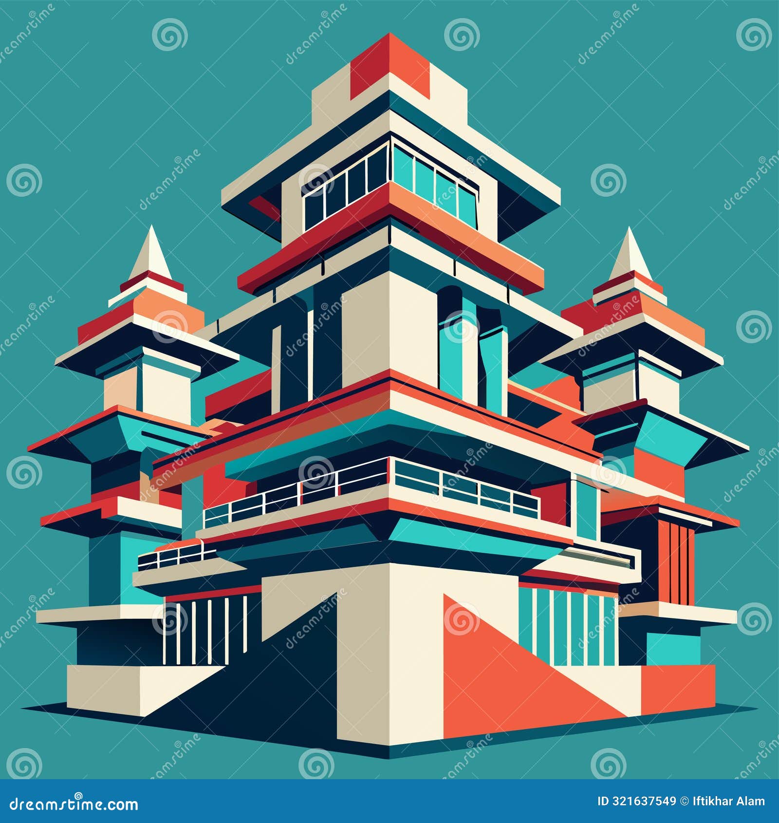 Abstract Geometric Architectural Structure with Overlapping Geometric ...