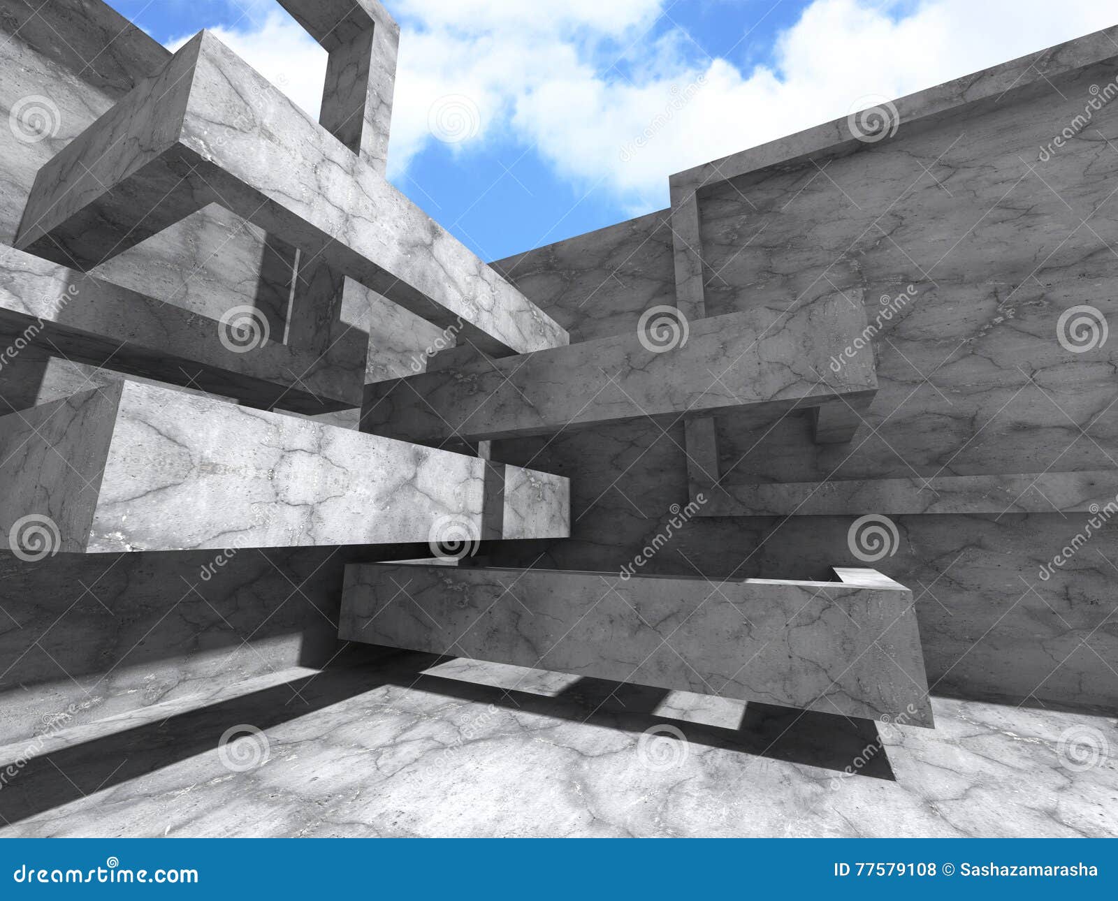 Abstract Geometric Architecture Concrete Background Stock Illustration ...