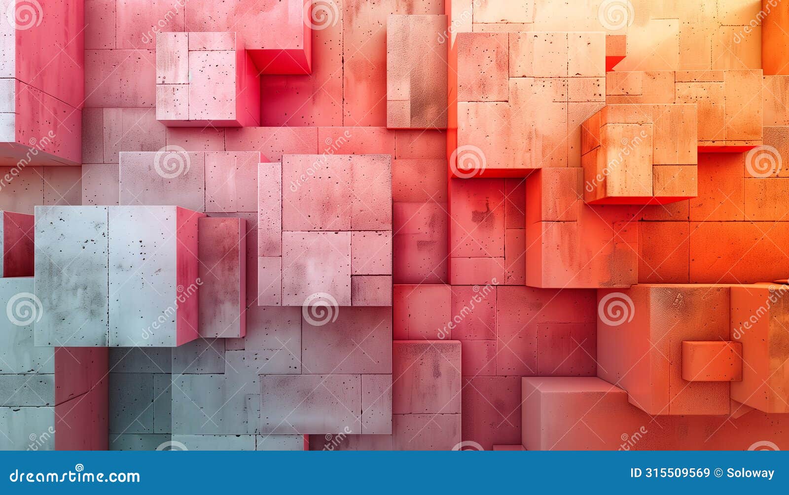 Abstract Geometric Art Installation in Shades of 13-1023 Peach Fuzz ...