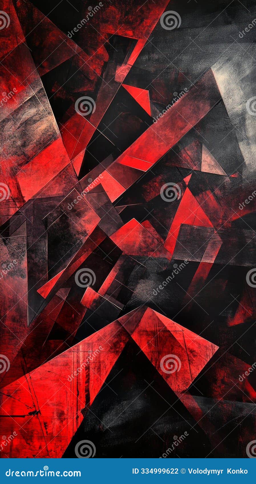 Abstract Geometric Art with Red and Black Angular Shapes Stock Photo ...