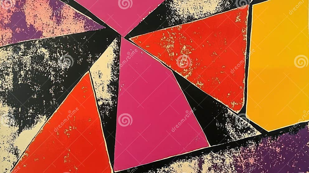 Abstract Geometric Artwork Featuring Vibrant Colors and Sharp Angles ...