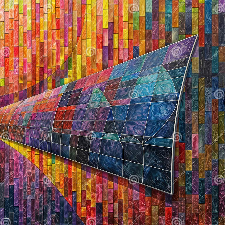 Geometric Mosaic: Vibrant Rectangles & Prism, Generative Ai Stock ...