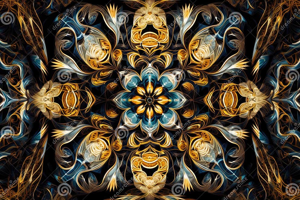Abstract, Geometric Artwork with Repeating Patterns of Symmetry and ...