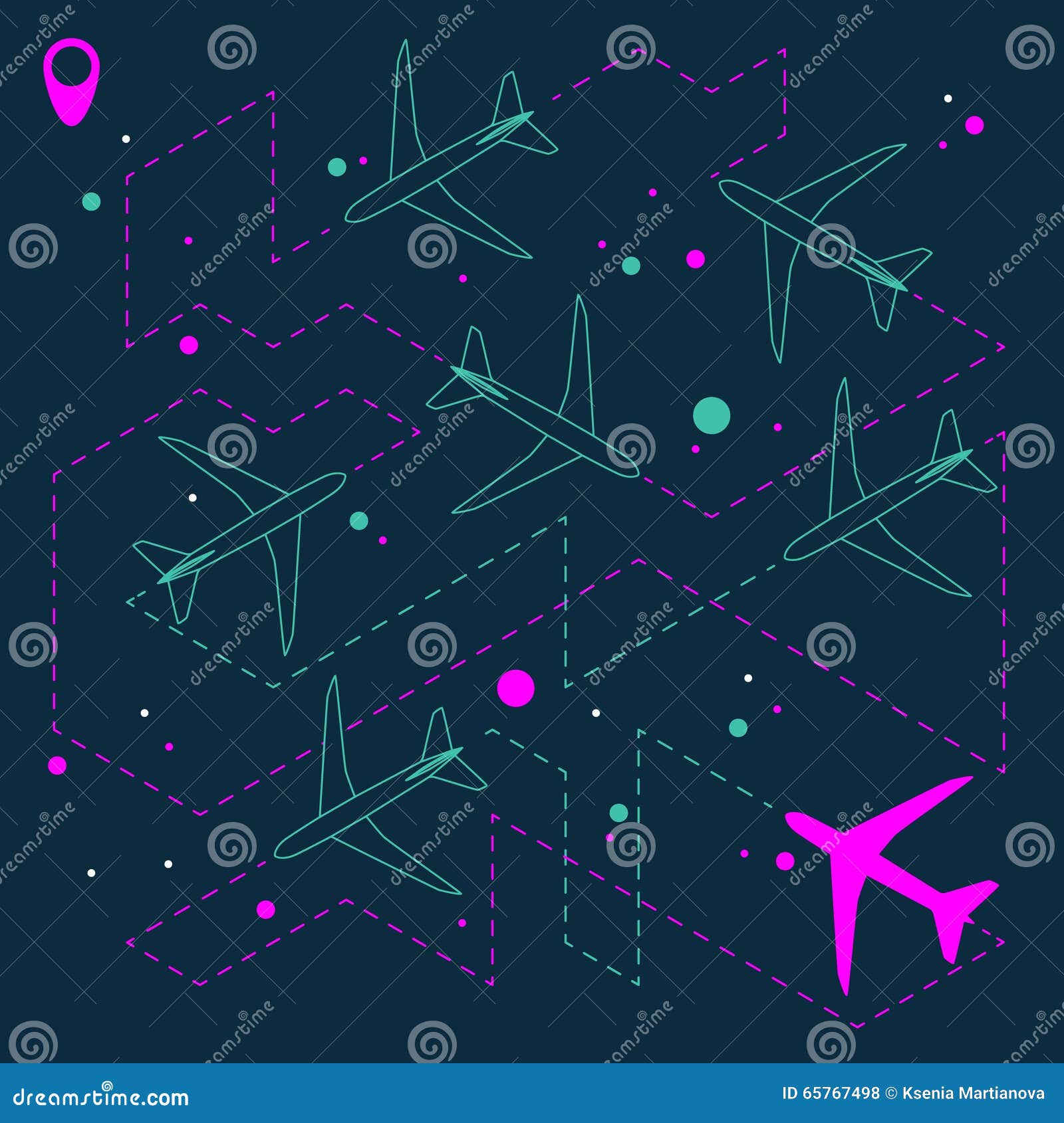 Abstract Geometric Background with Airplanes Stock Illustration ...