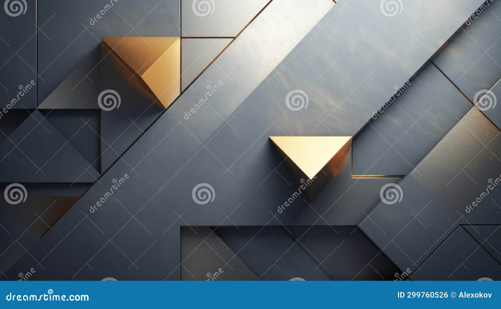 Abstract Geometric Background with Black and Golden Triangles. 3d ...