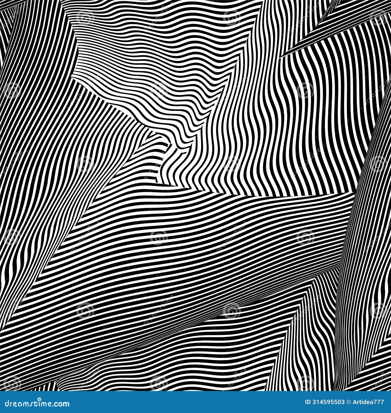 Gridded Abstract Background With Wavy Linear Moire Effect. Vector ...