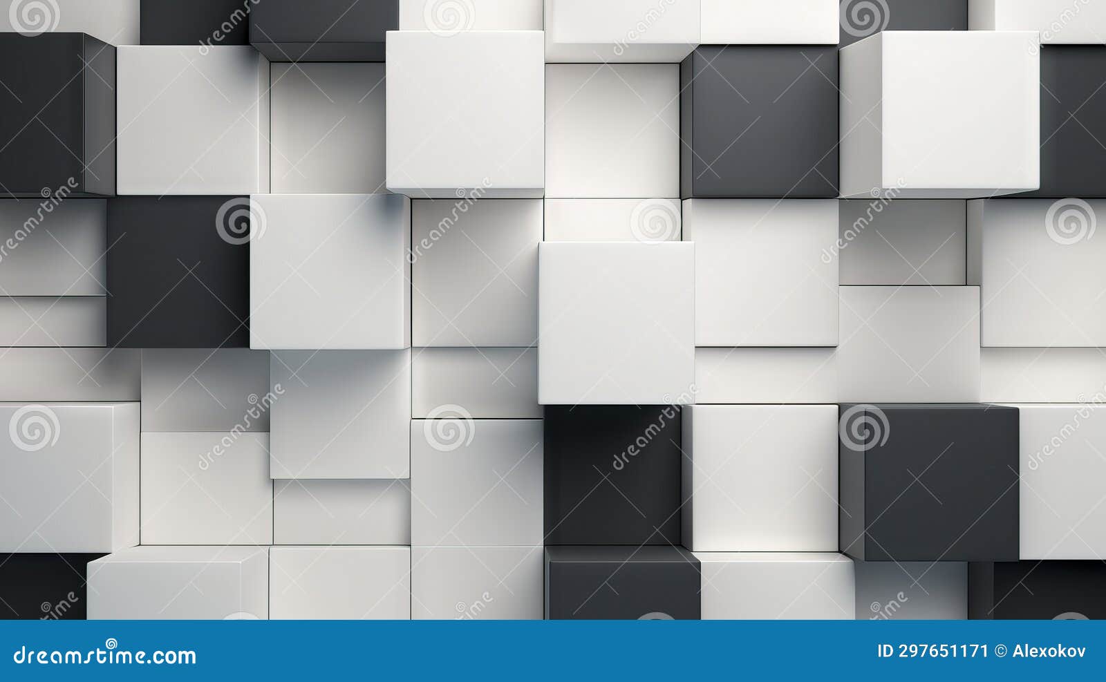 Abstract Geometric Background with Black and White Cubes. 3d Render ...