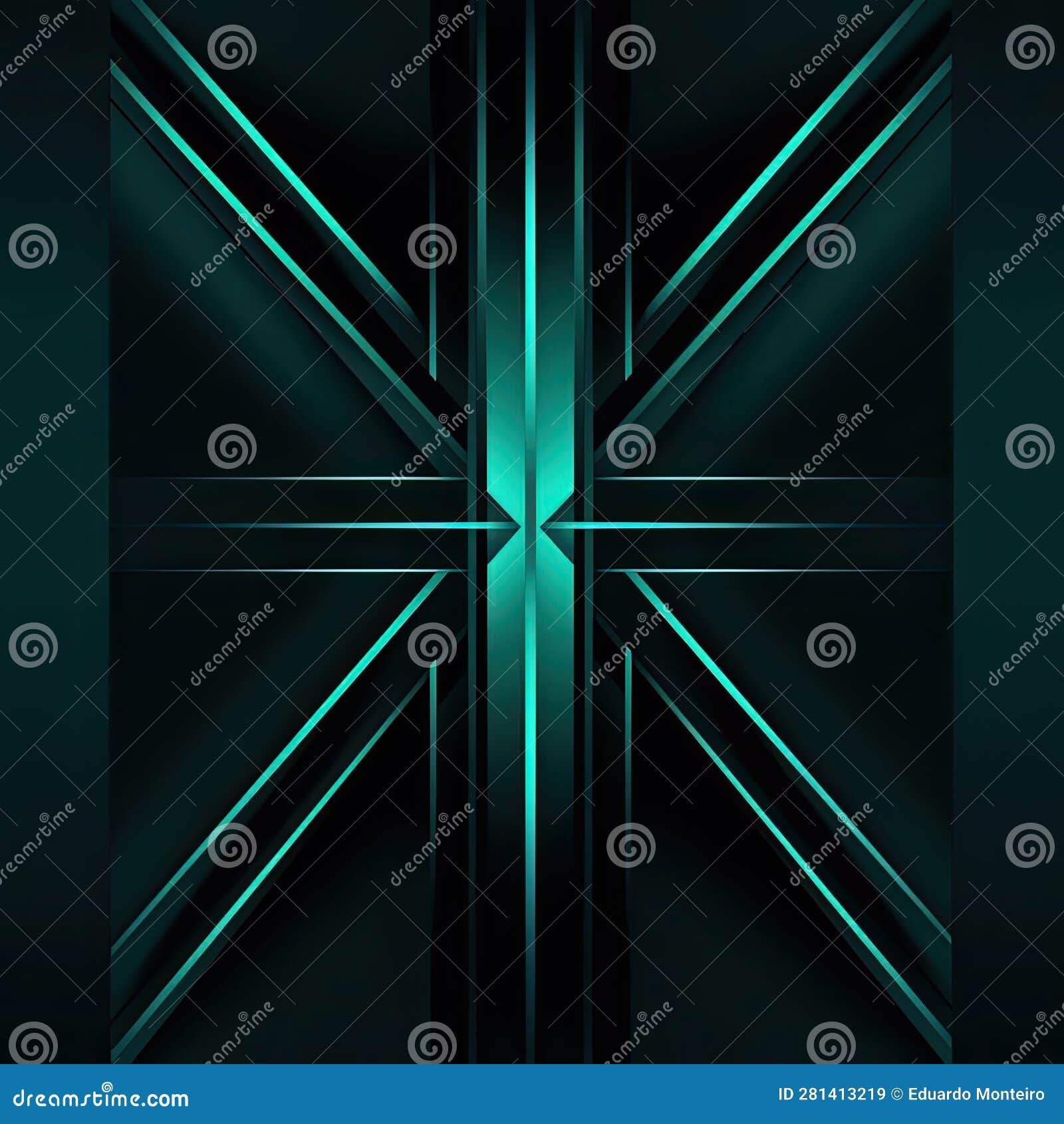 Abstract Geometric Background with Blue and Green Neon Lights - Vector ...