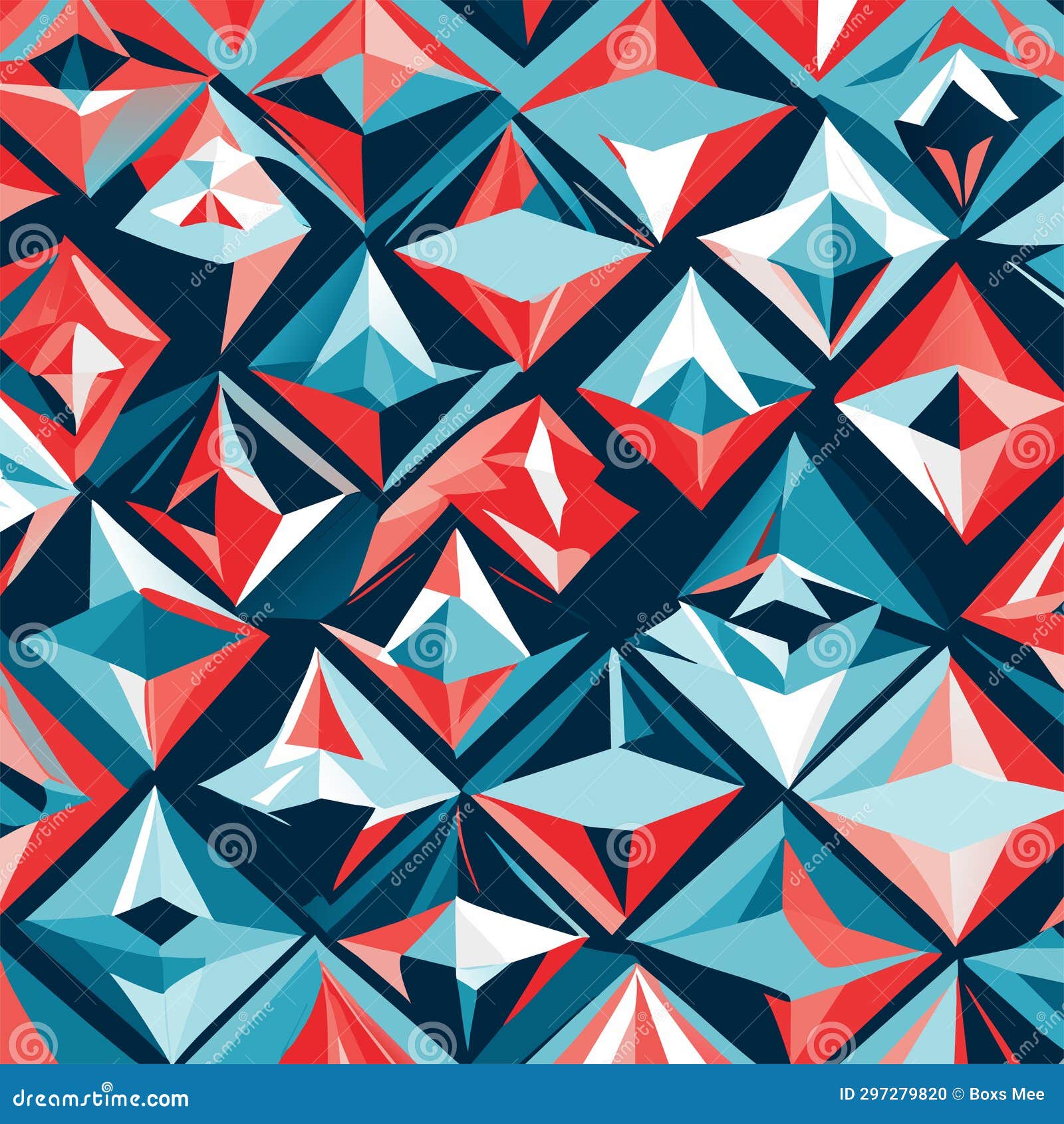 Abstract Geometric Background with Blue and Red Triangles. Seamless ...