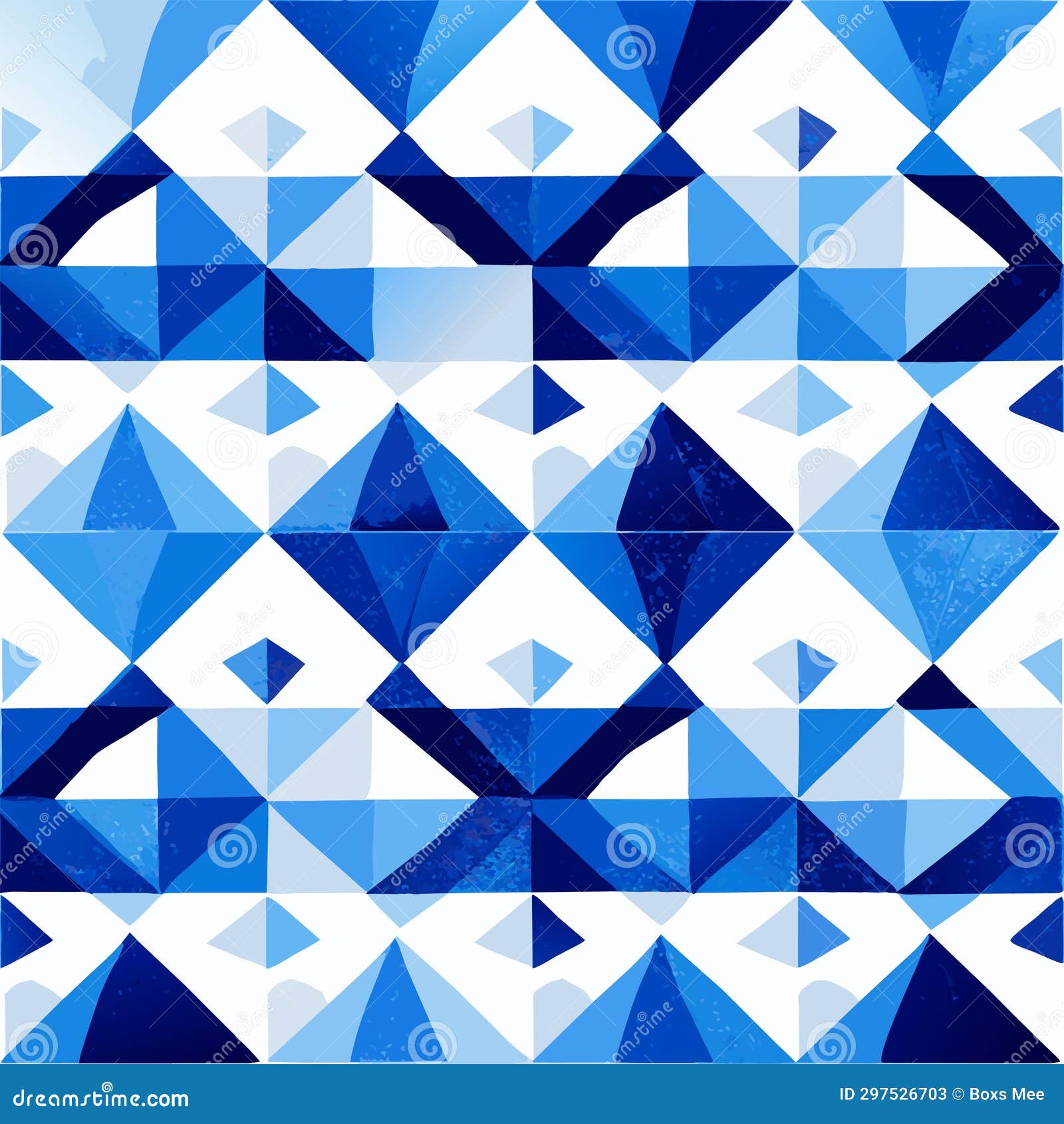 Abstract Geometric Background with Blue and White Triangles. Seamless ...