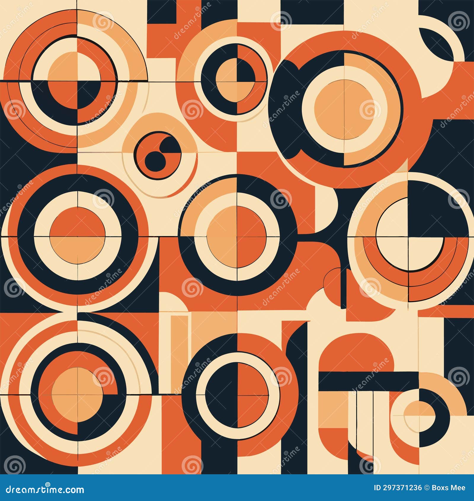 Abstract Geometric Background with Circles and Rectangles in Retro Style. Vector Illustration ...