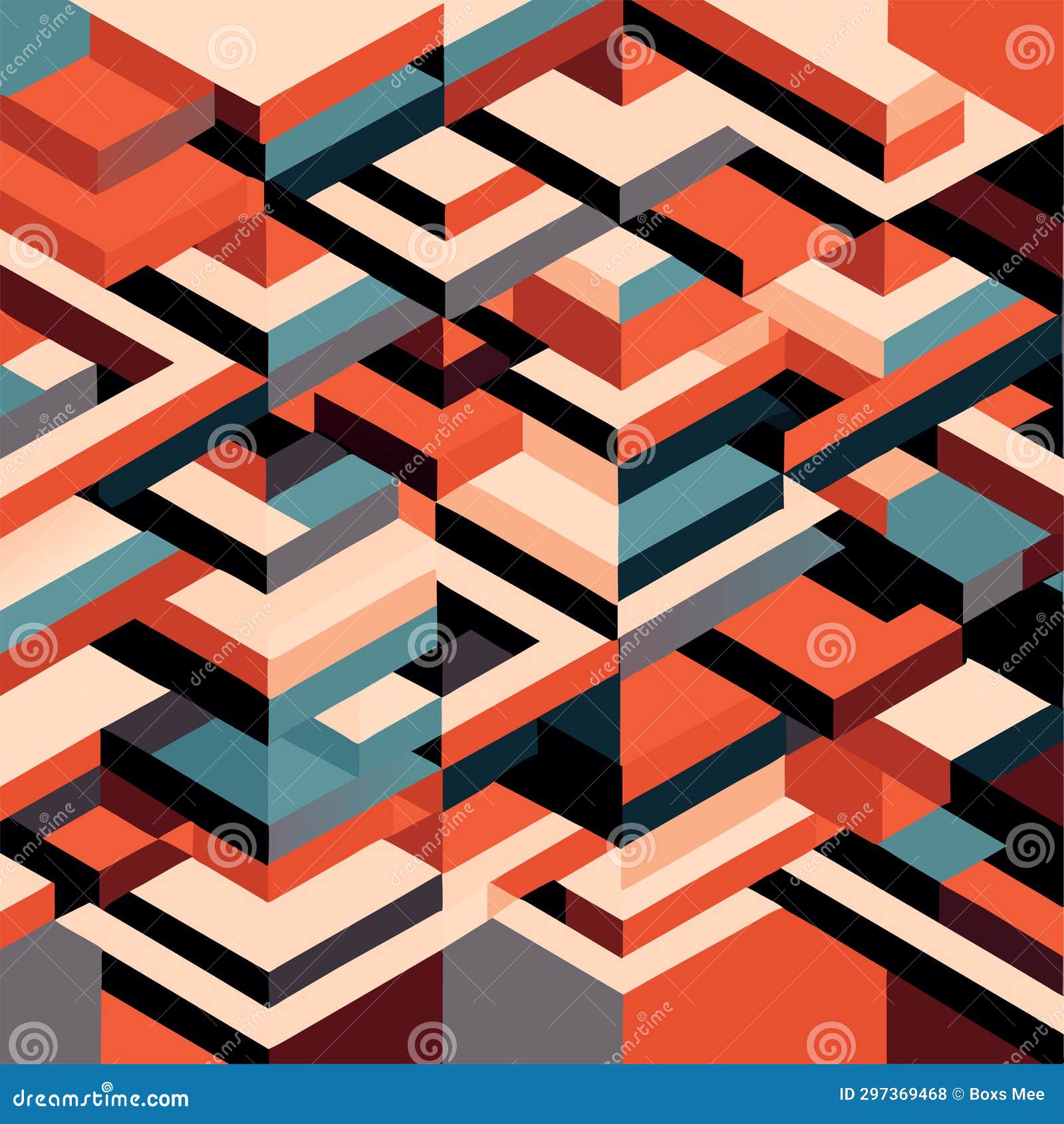Abstract Geometric Background with Cubes and Lines. Vector Illustration ...
