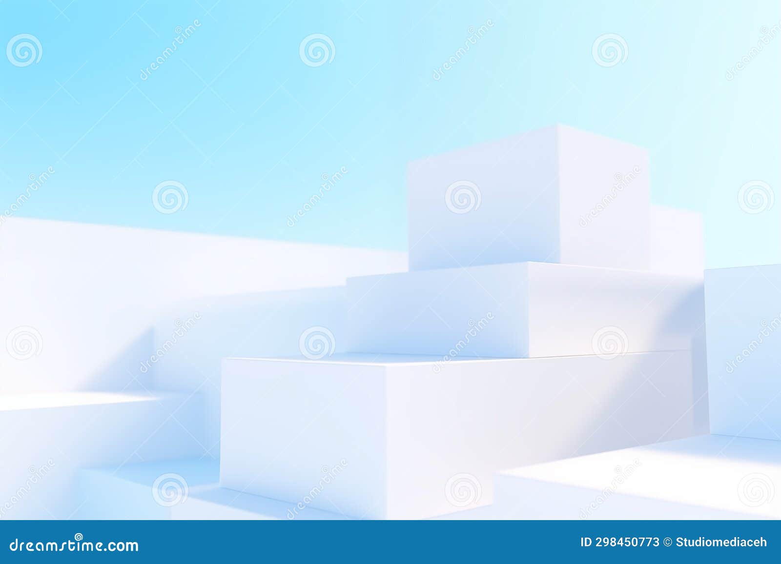 Abstract Geometric Background with 3D White Blocks Stock Illustration ...