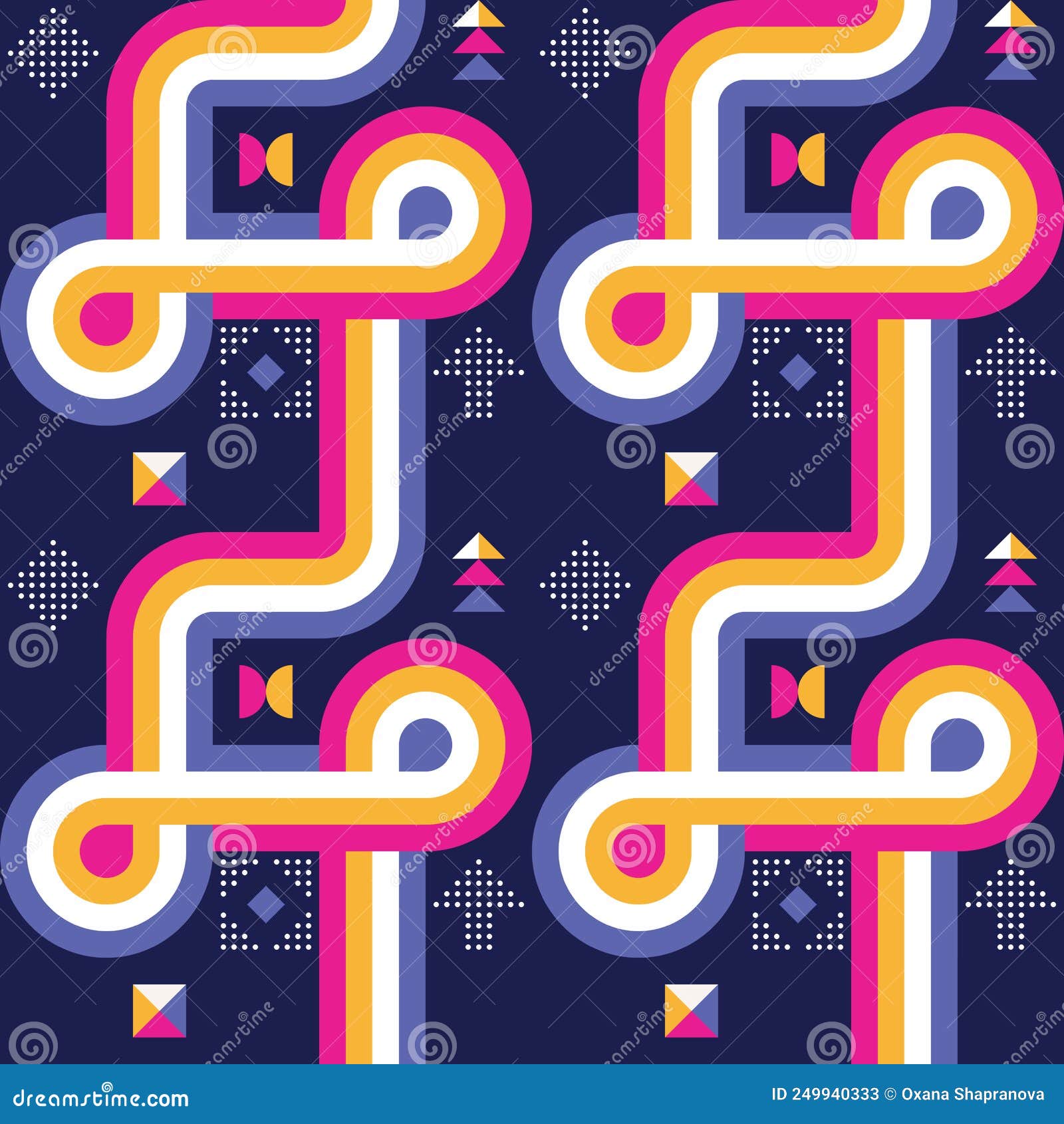 Abstract Geometric Background Design. Vintage Disco Seamless Pattern ...