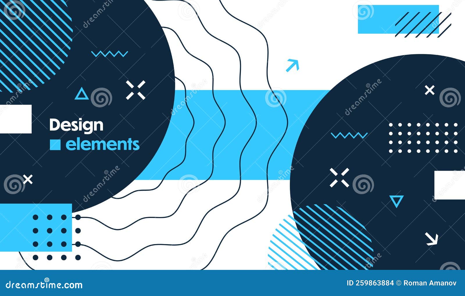 Abstract Geometric Background with Different Shape Elements. Design ...