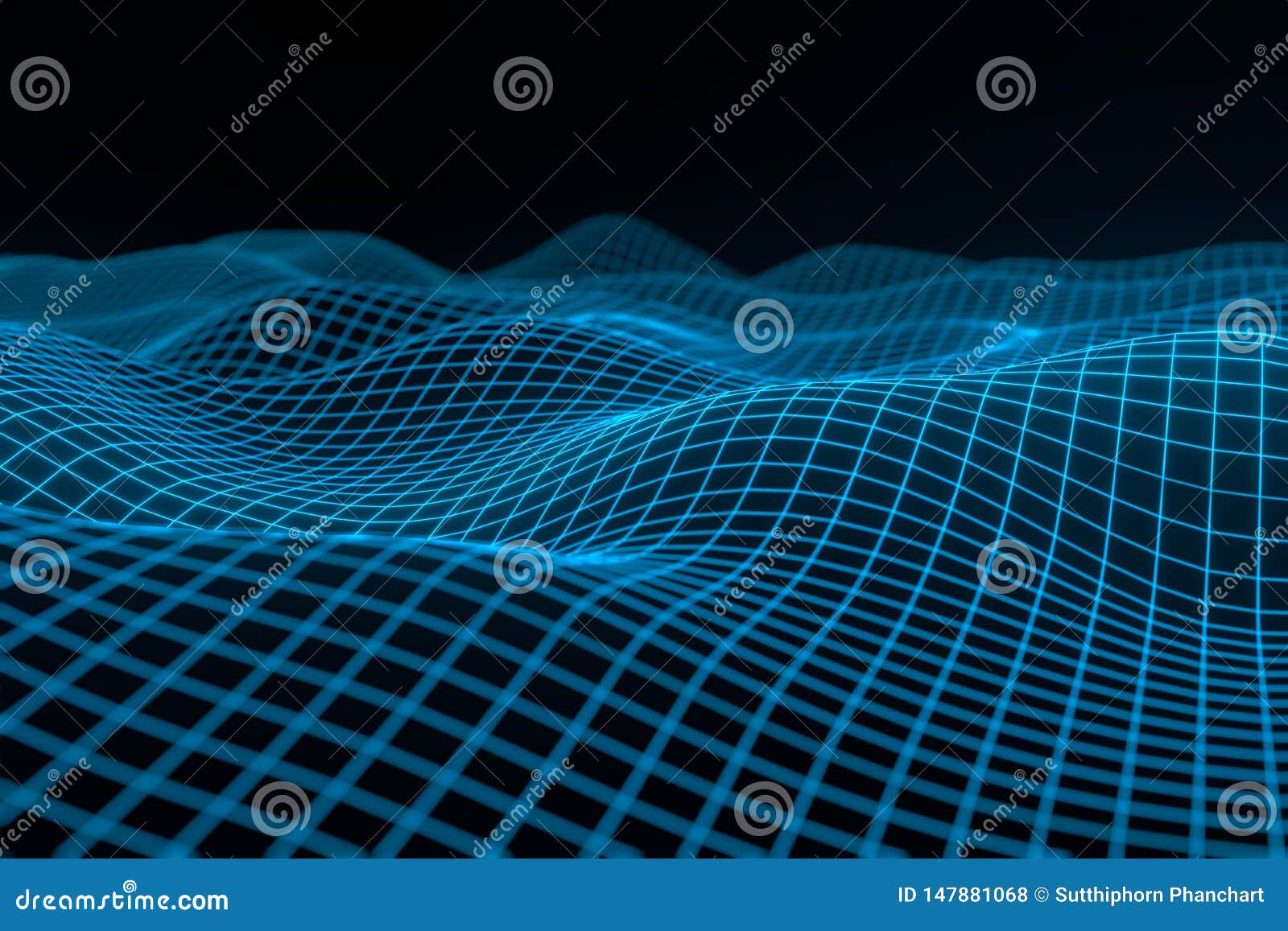 Abstract Geometric Background with Digital Landscape or Waves . Montain ...