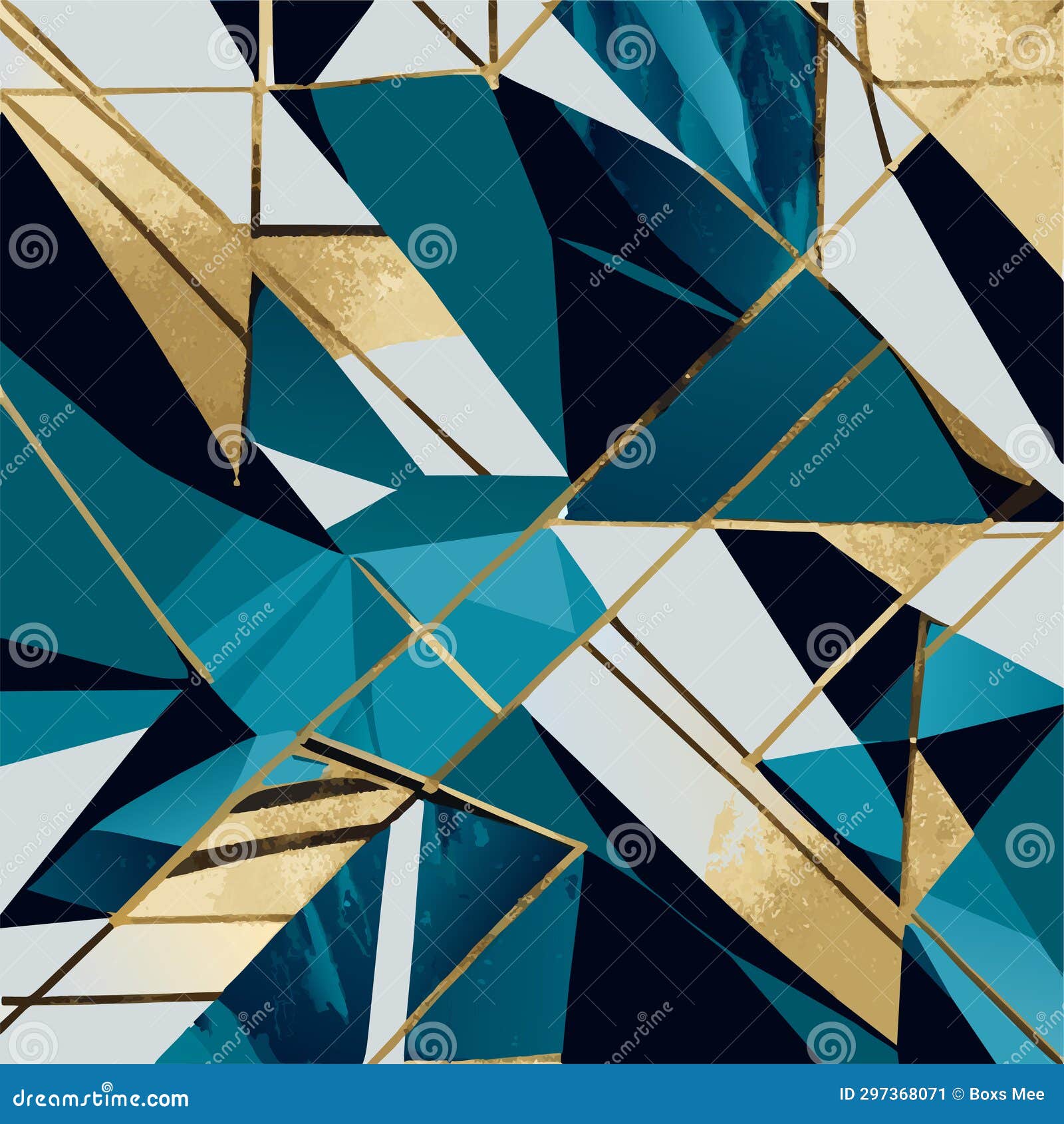 Abstract Geometric Background With Gold And Blue Triangles 3d