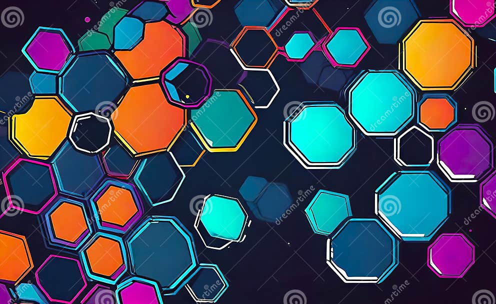 Abstract Geometric Background with Hexagons in a Random Pattern ...