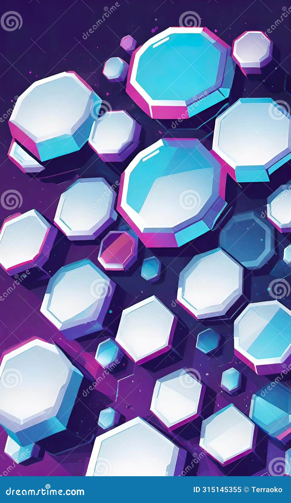 Abstract Geometric Background with Hexagons in a Random Pattern ...