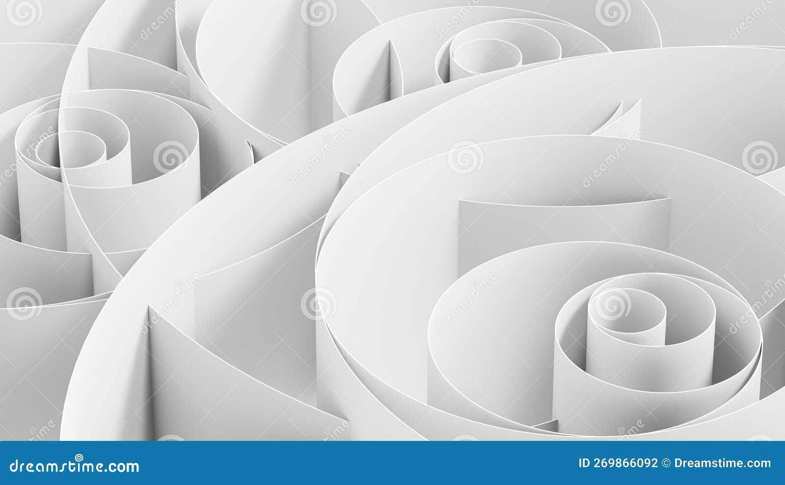 Abstract Geometric Background, Intersected White Paper Rings, 3d Stock ...