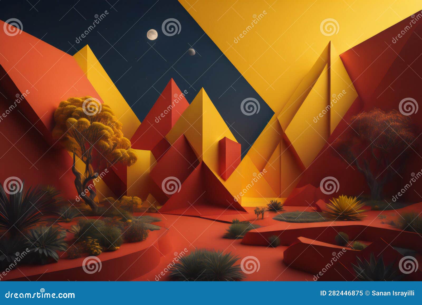 Abstract Geometric Background. Minimal Scene with Primitive Shapes ...