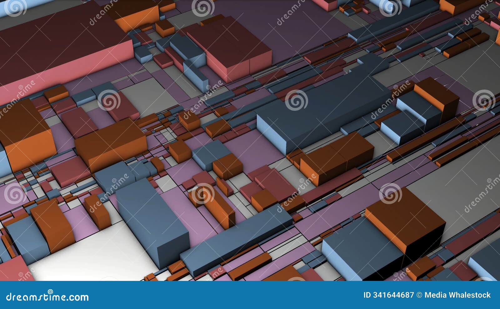 Abstract Geometric Background with Moving Blocks of Different Size and ...