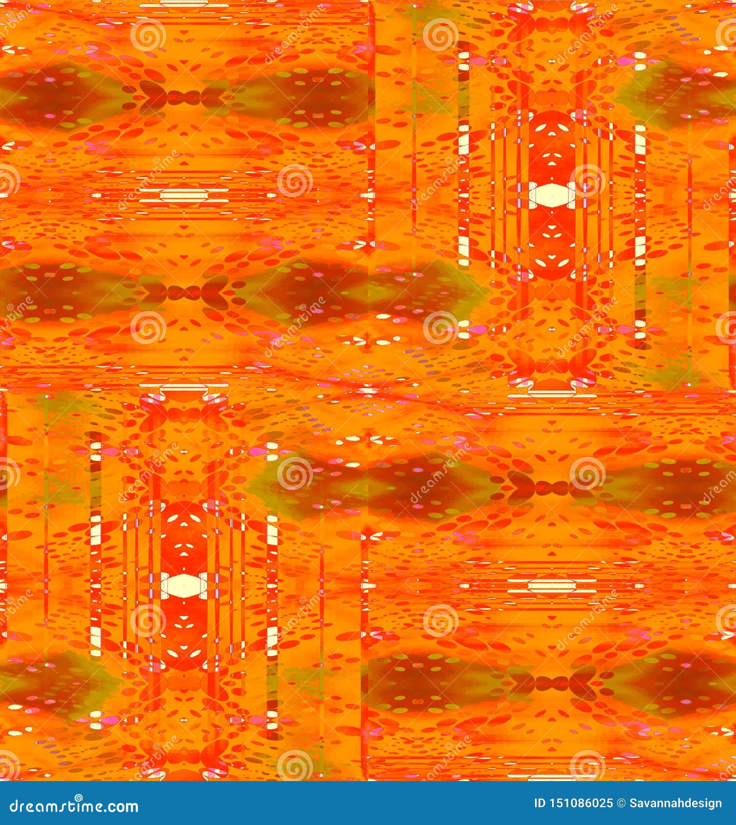 Regular Intricate Pattern Orange Red White and Light Green Stock ...